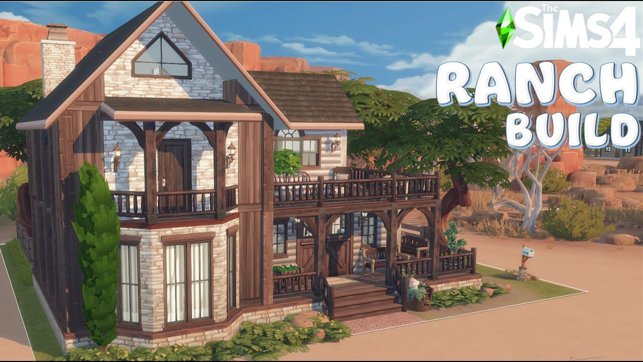 SIMS 4 | BUILDING A RANCH HOUSE WITH STABLE! | SPEEDBUILD - NO CC - YouTube