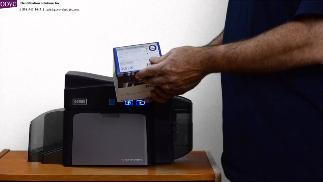 Fargo DTC4250e printer colour ribbon installation - YouTube