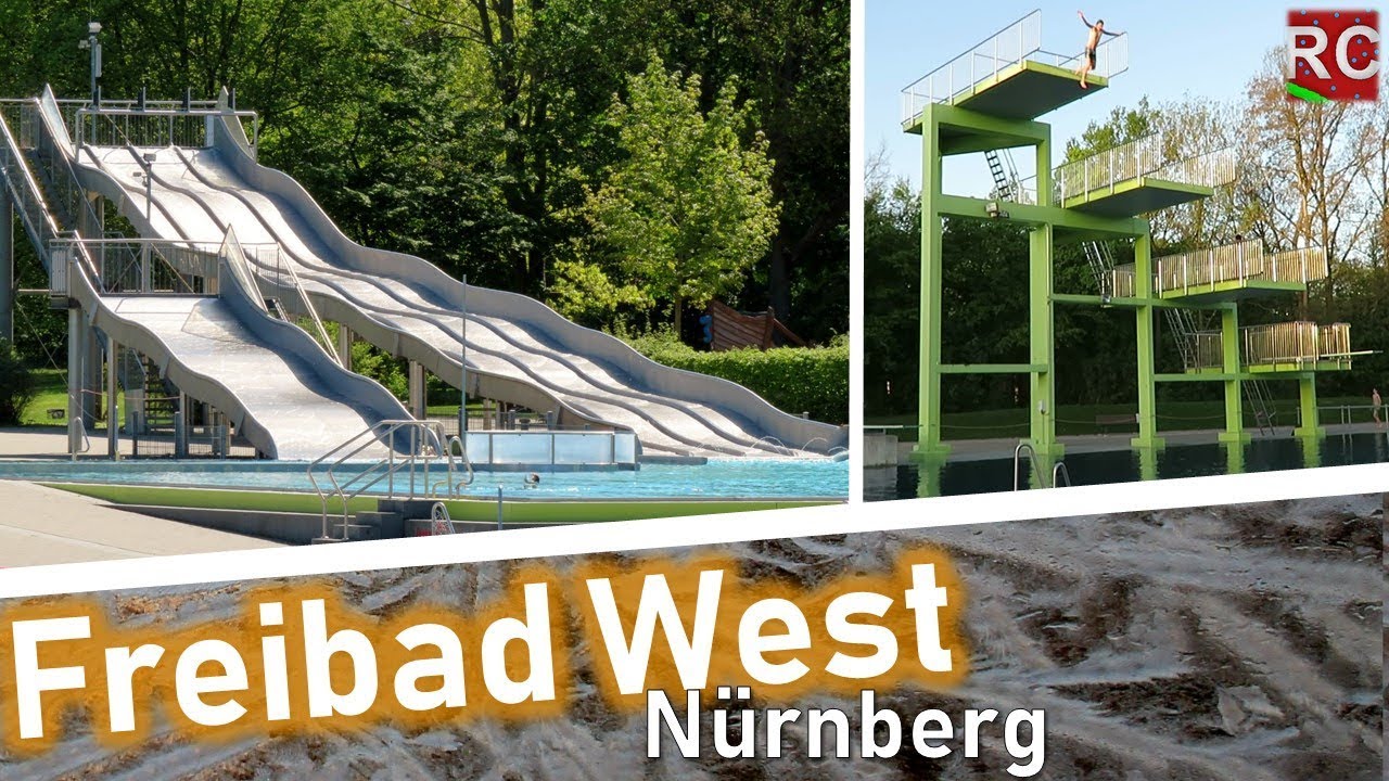 Freibad West Nürnberg - Impressionen (alle Rutschen, Sprunganlage ...