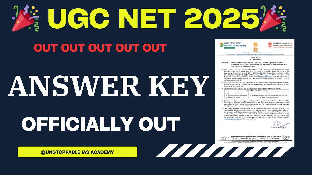 Offficial answer:- UGC NET OFFICIAL ANSWER KEY OUT || ugc net 2025 ...