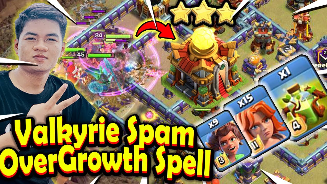 TH16 Valkyrie Spam + OverGrowth Spell War Attack strategy 3 Star l Root Rider + Valkyrie Attack ...