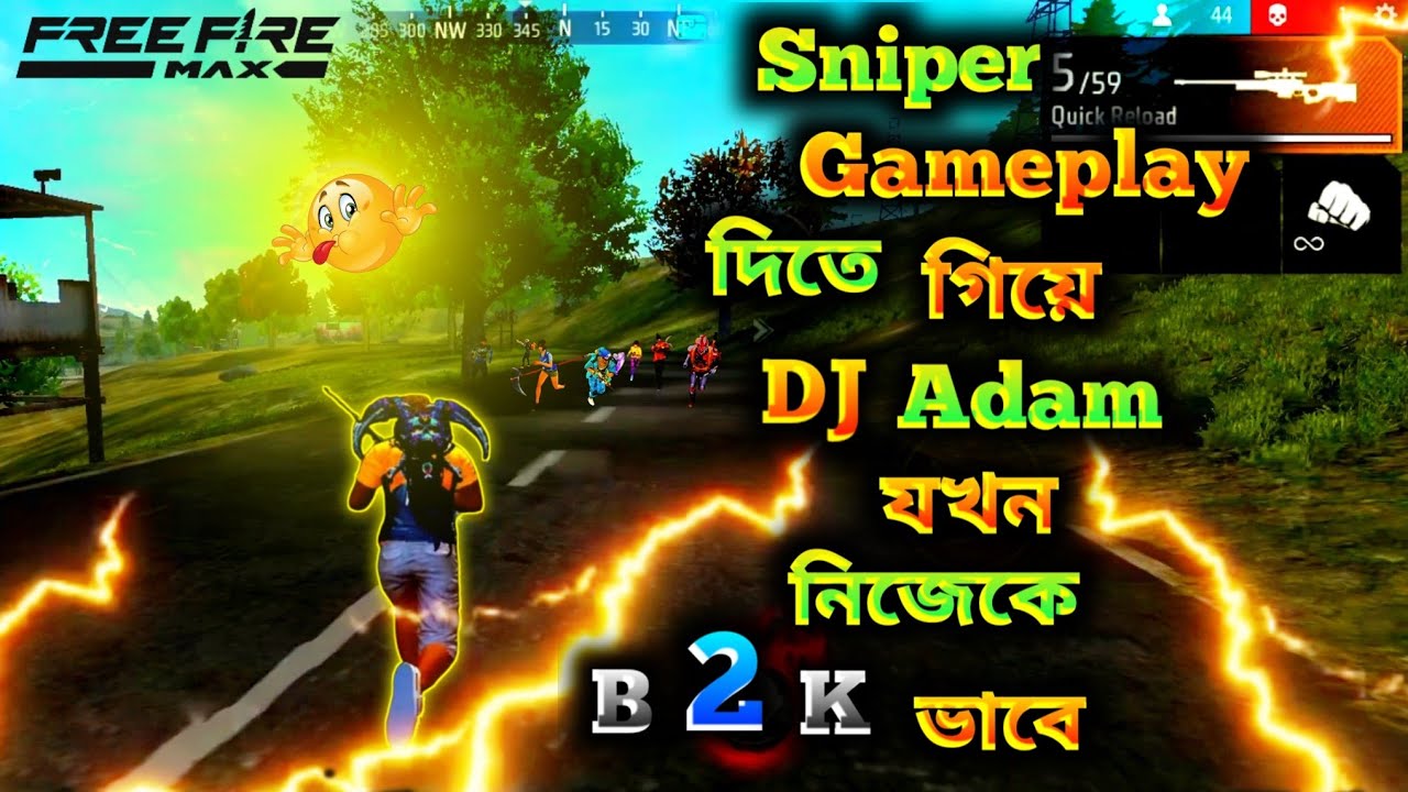 DJ Adam যখন কারণ ছাড়াই Sniper Gameplay দিতে আসে || Free Fire Max ...