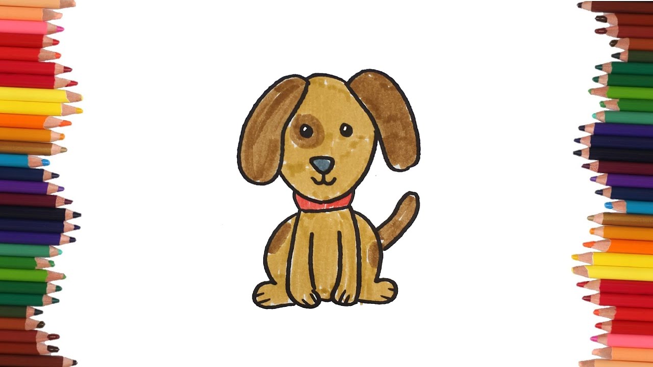 Como dibujar y pintar un perrito | Cómo dibujar Animales para niños ...
