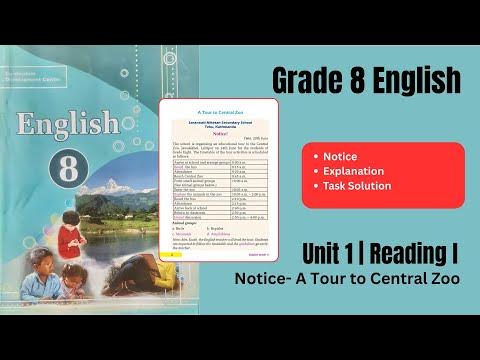 Grade 8 English | Unit 1 | Reading I: Notice | Explanation and Task ...