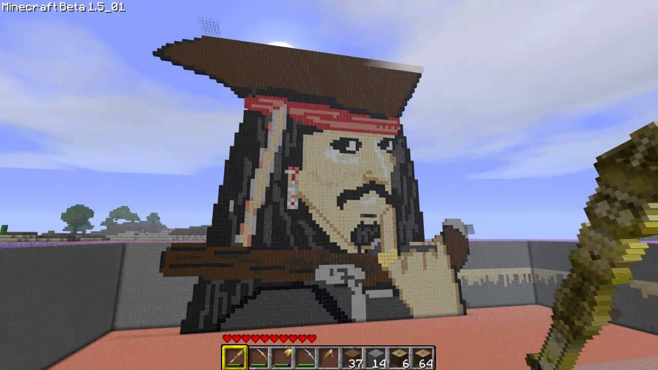 Minecraft - Captain Jack Sparrow Pixel Art - YouTube