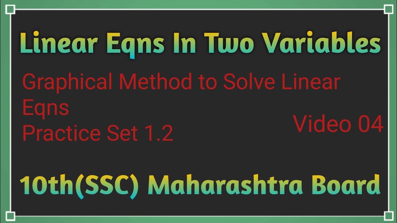 Linear Equation In Two Variable/ Math 1 Part D/ Graphical Methods to ...