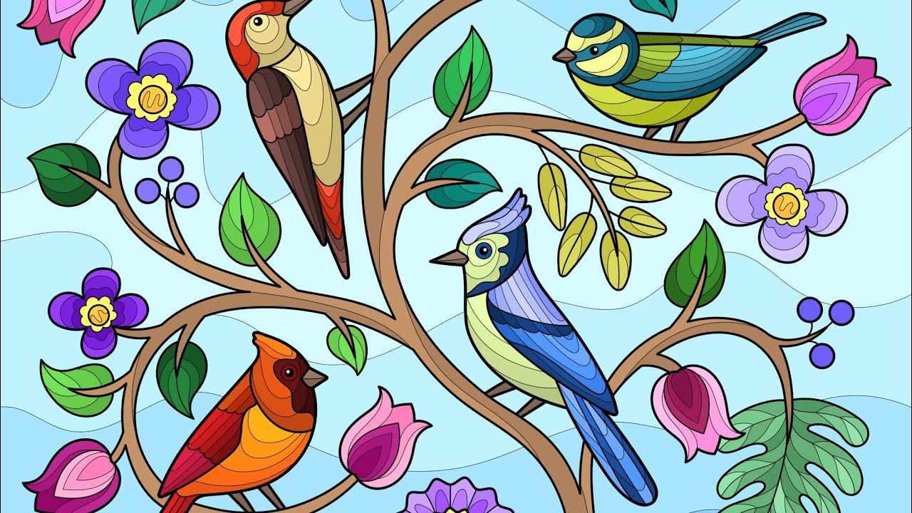 Hey Color app Birds on Brunch #paintbynumbes #colorwithme #spring # ...