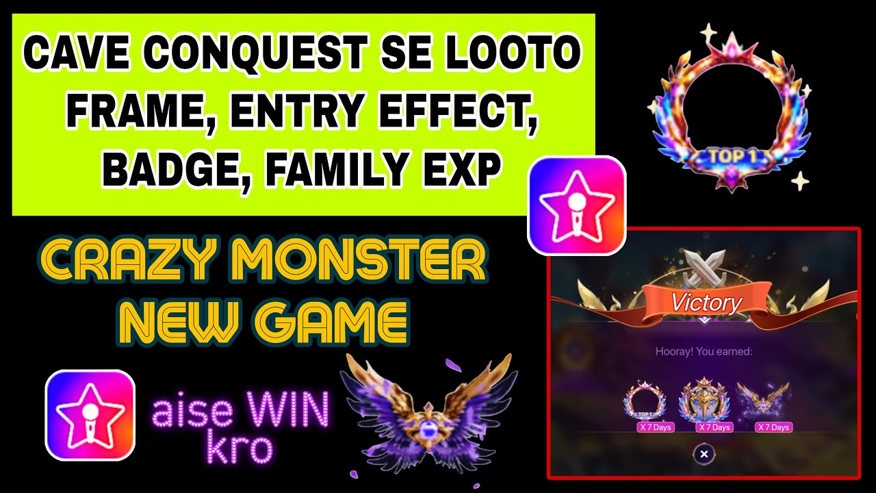 CAVE CONQUEST FREE GIFTS | ENTRY EFFECT /FRAME /BADGE / EXP | CRAZY ...