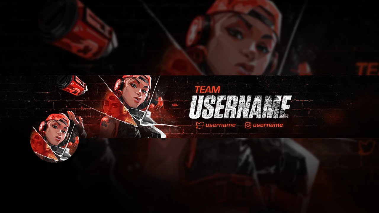 Raze Valorant Youtube Banner Template for Streamers & Content Creators ...