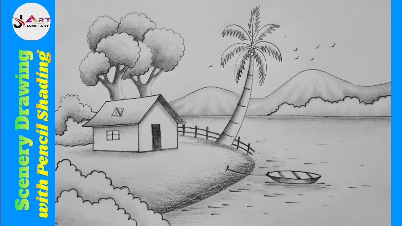 Easy Scenery Drawing | Pencil Shading Drawing for Beginners |How to ...