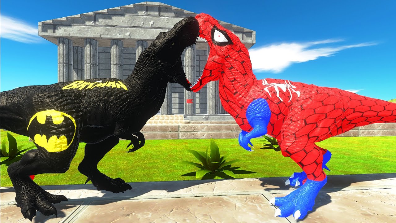 BATMAN T REX vs SPIDERMAN T REX DEATH RUN - Jurassic World Evolution 2 ...