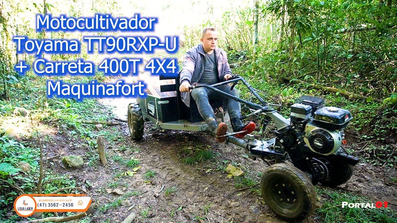 Motocultivador Toyama TT90RXPU + Carreta Tracionada 400T 4X4 - YouTube
