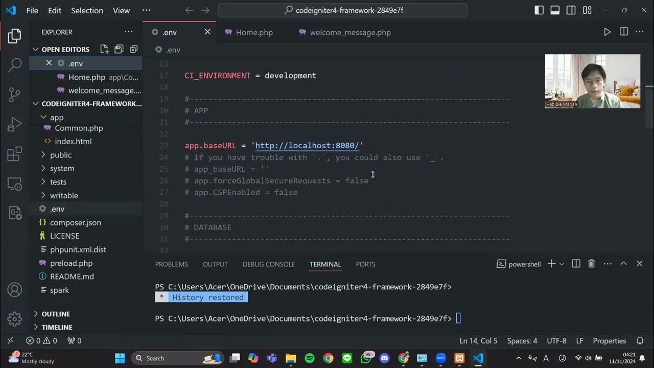 TUTORIAL INSTALASI CODEIGNITER4 DENGAN XAMPP DAN PRINT “HELLO WORLD” PADA LAYAR - YouTube