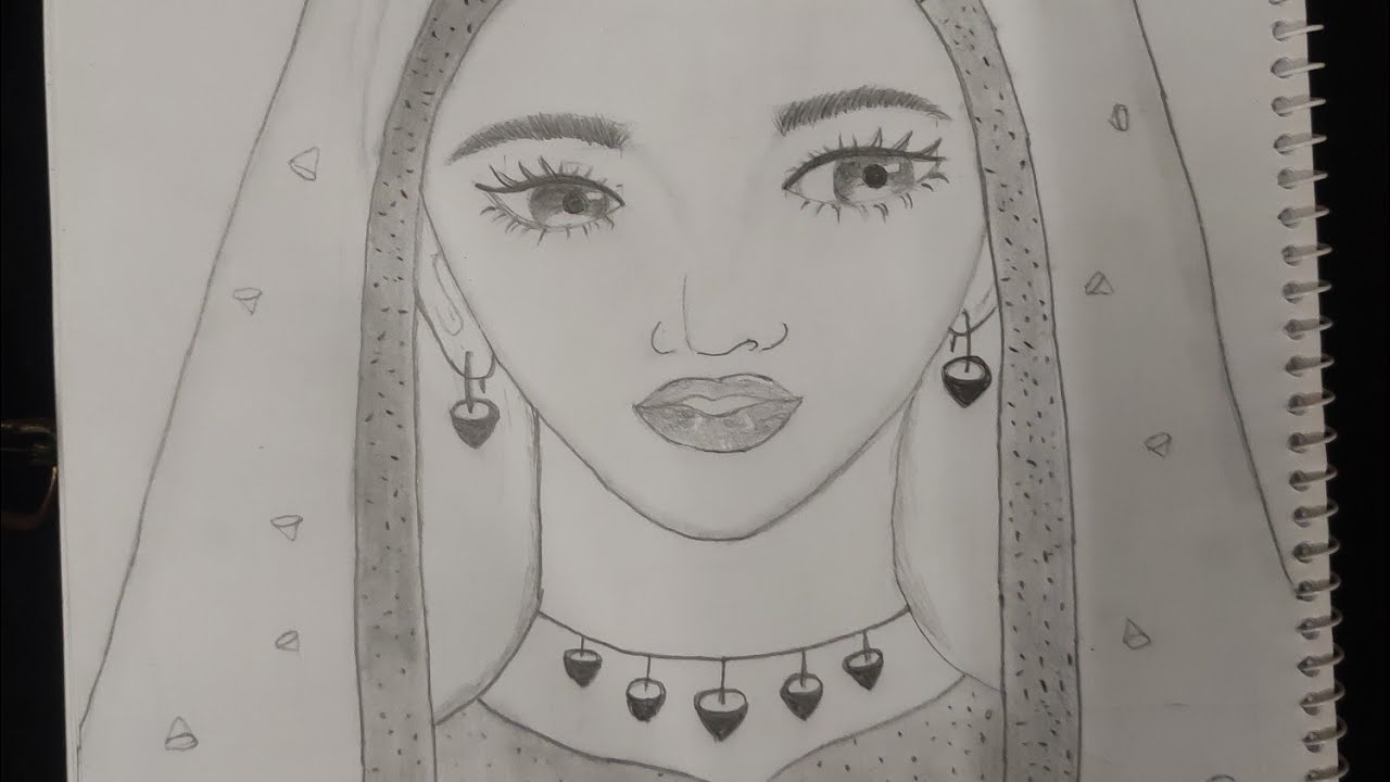 How to draw a Muslim girl with pencil।। beautiful girl face portrait ll ...