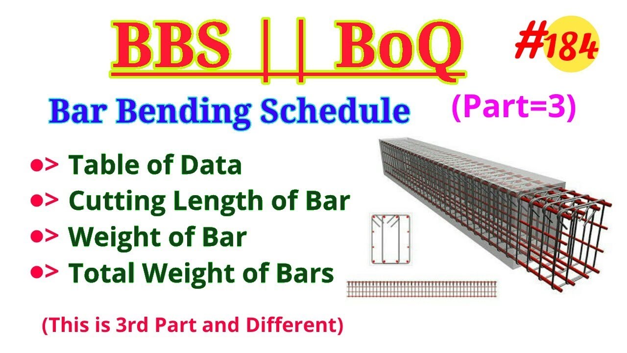 BBS || Bar Bending Schedule of Beam || How to Calculate weight of Bar ...