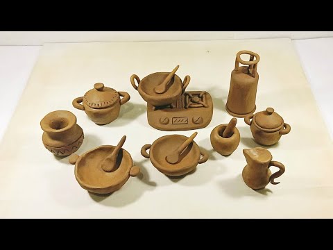 Amazing technique make handmade kitchen set with clay || miniature clay ...