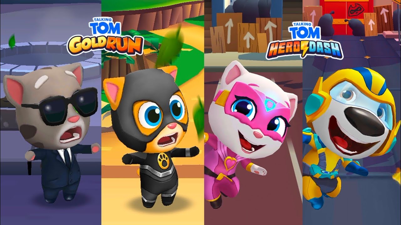 Talking Tom Gold Run Agent Tom, Super Ginger vs Tom Hero Dash Super ...