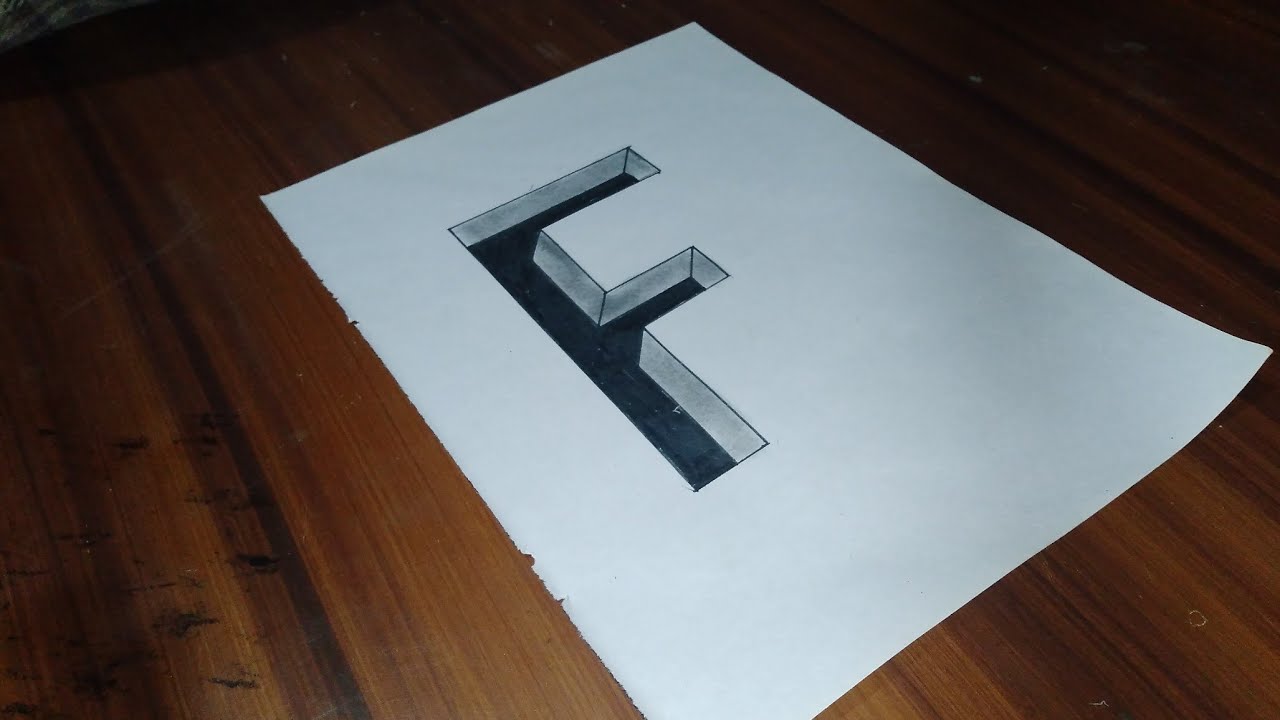 How To Drow Letter F in 3D | 3D Drowing in Pencil | #shorts # ...