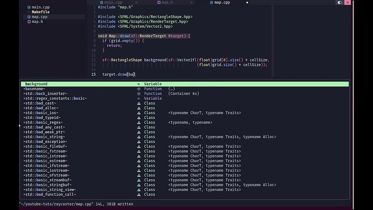 Raycasting in C++ #2 | Makefile and Map Class - YouTube