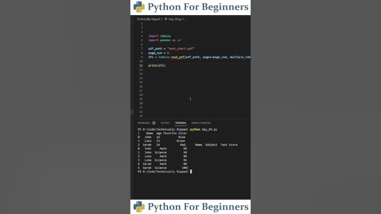 Scrape Tables/Charts From PDF Files | Python For Beginners - YouTube