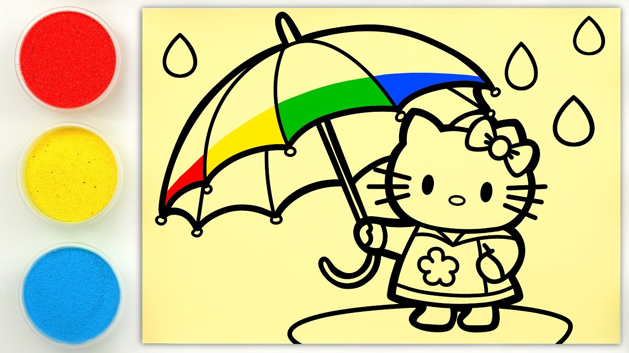 Sand Painting Hello Kitty with Umbrella - YouTube