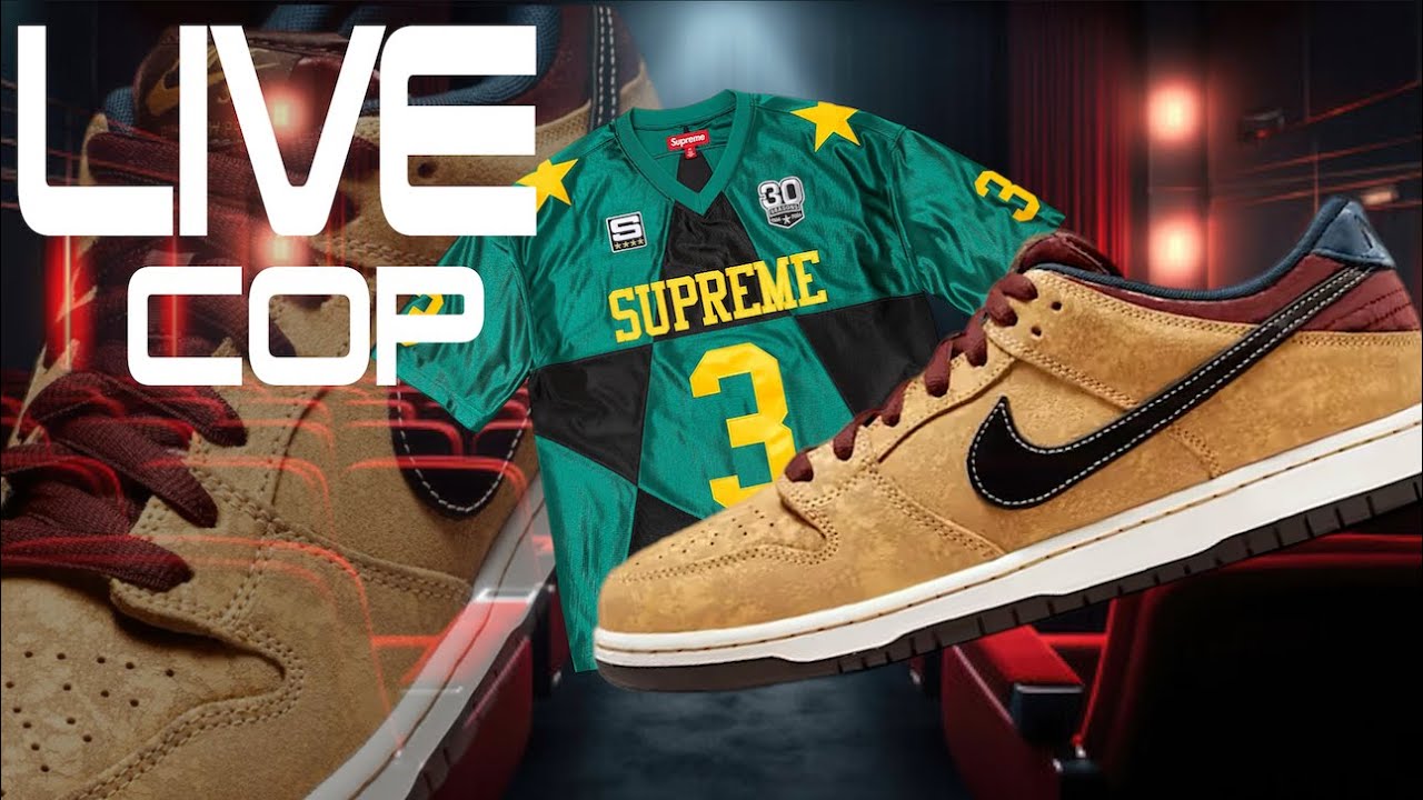 LIVE COP SB DUNK LOW CINEMA STOCK NUMBERS & SUPREME - YouTube
