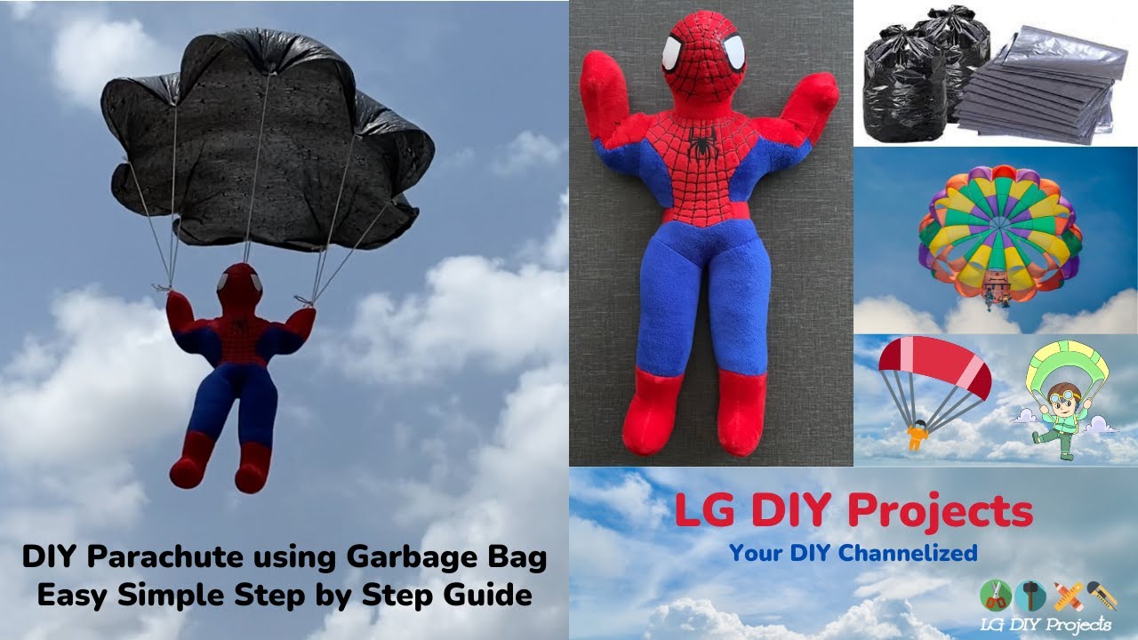 How to make Parachute using Garbage Bag, DIY Project using Spiderman ...