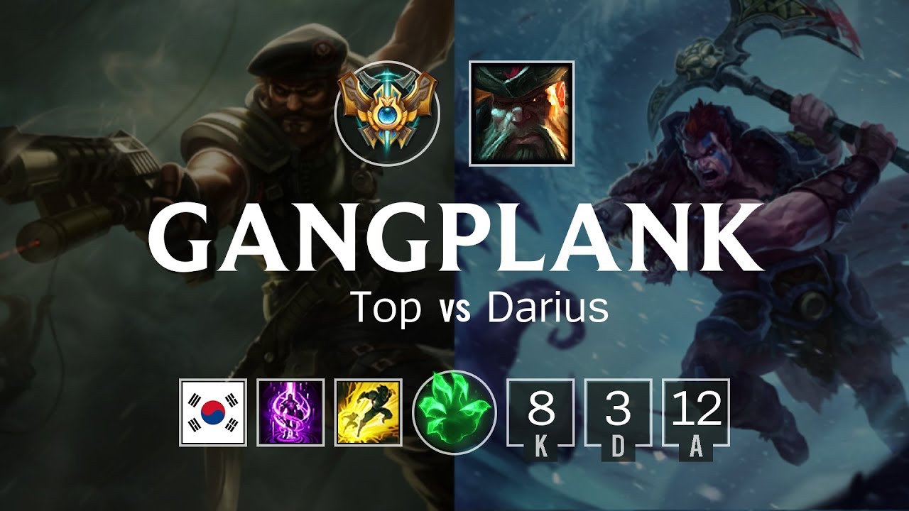 Gangplank Top Vs Darius Kr Challenger Patch 8 22 Youtube