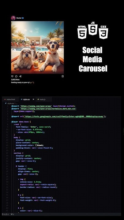 Social media carousel (HTML, CSS, JS)#javascript #code #htmlcssjs #htmlcss - YouTube