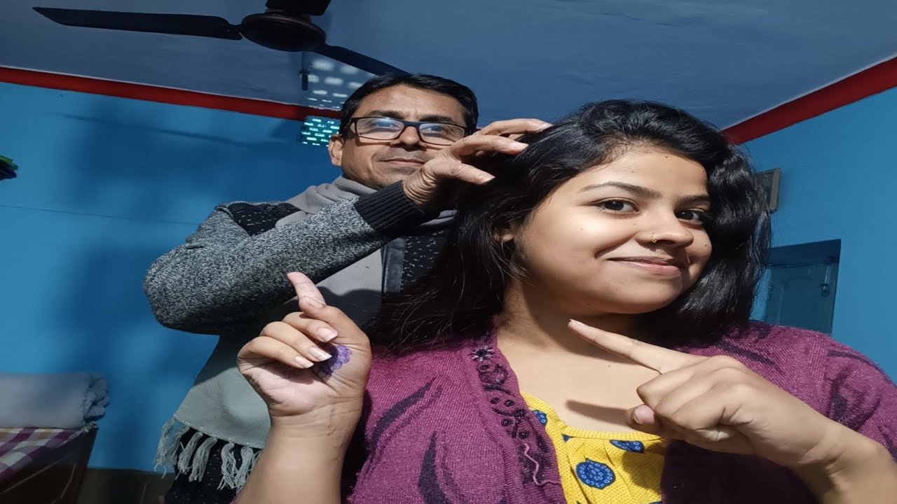 Hair oiling by father|| Hair message ||Hair braid || Hair comb || My ...