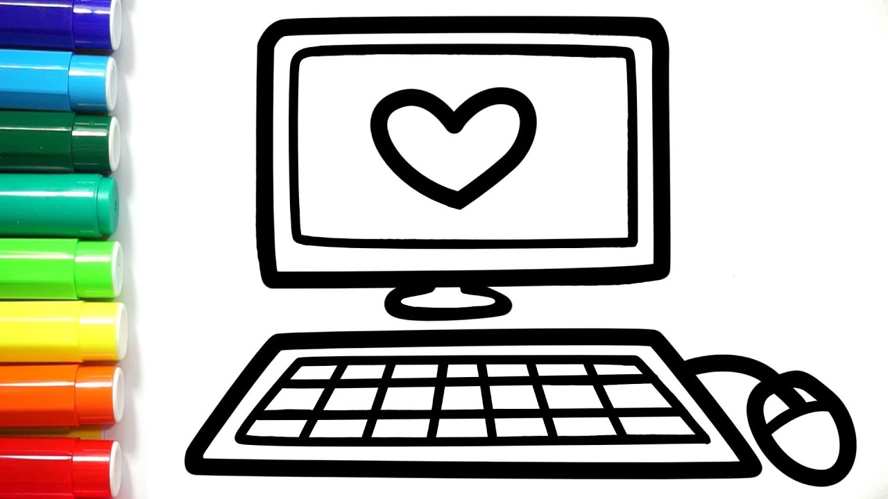 How to draw a computer for children - YouTube