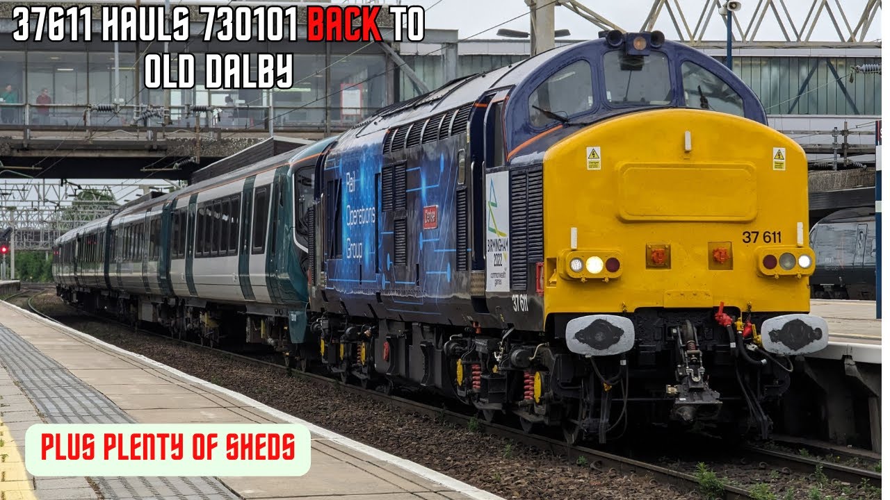 37611 hauls 730101 BACK to Old Dalby plus various Sheds 27/06/23 - YouTube