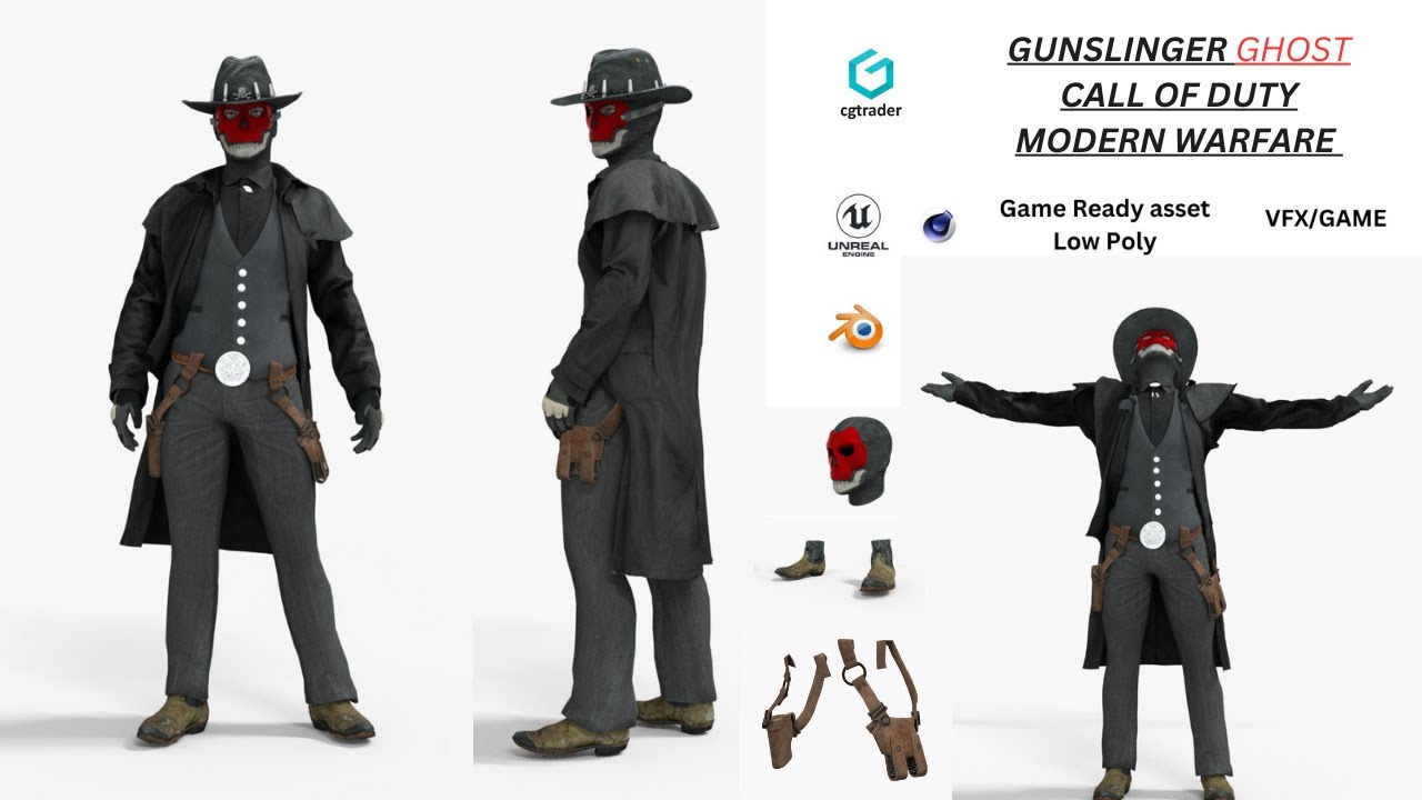 Gunslinger Ghost - Call Of Duty Modern Warfare Low-poly 3D model - YouTube