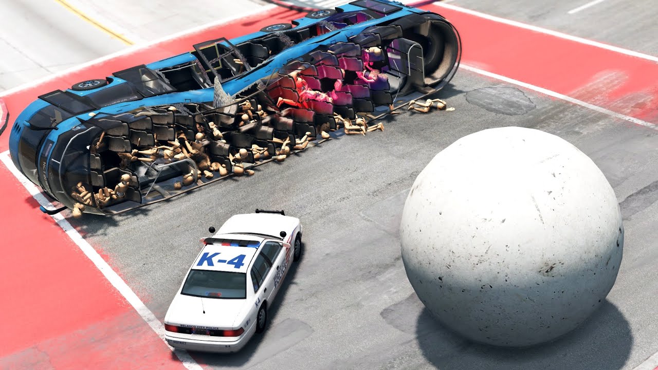 Giant Balls vs. Cars 8 | BeamNG.drive - YouTube