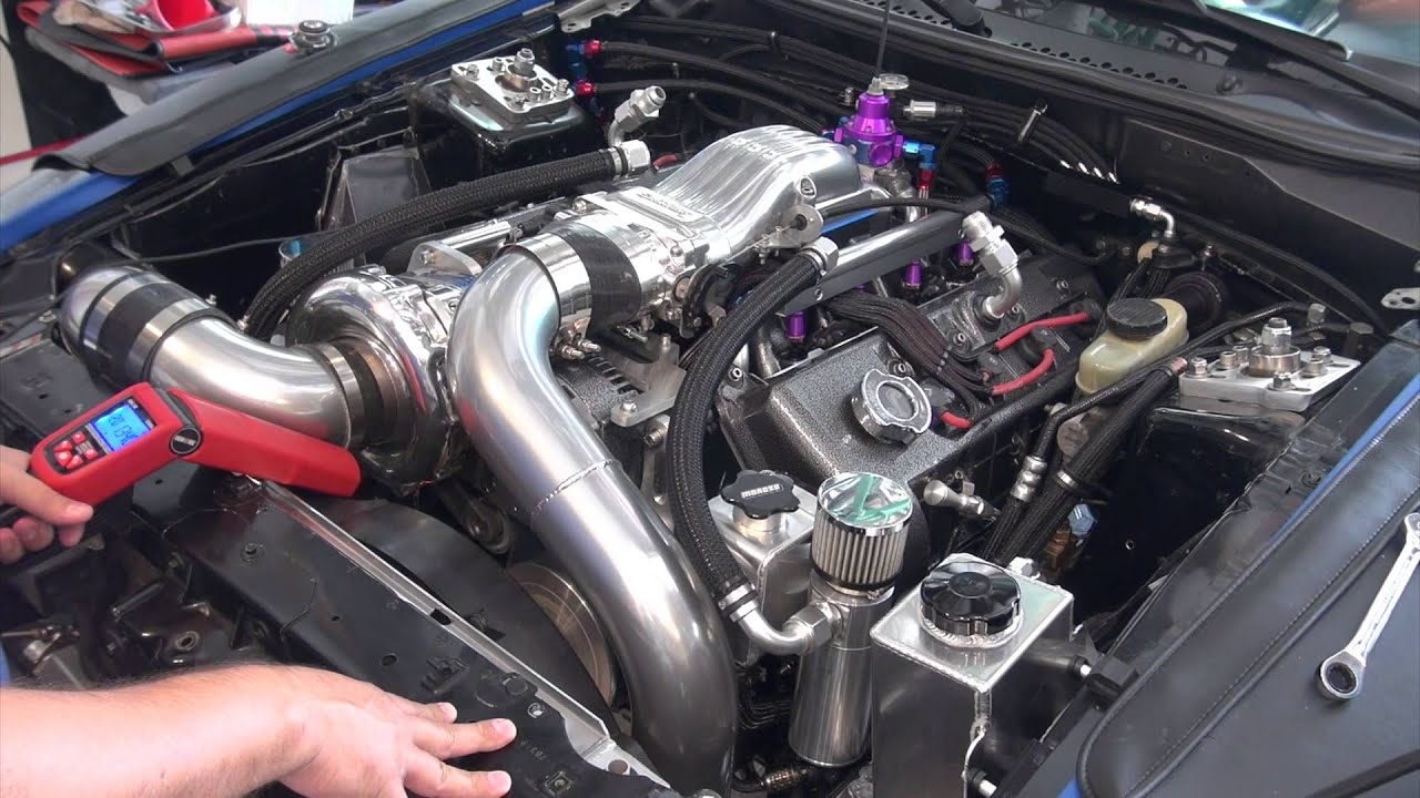 Cammed Procharged Mustang 4.6l 4V 1st start up with Megasquirt - YouTube