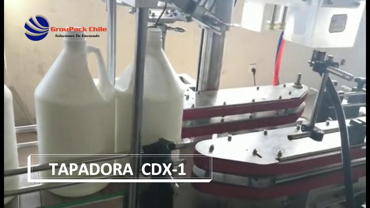 LÍNEA DE LLENADO 5L- DOSIFICADOR 4 BOQUILLAS- TAPADORA CDX-1 Y ETIQUETADORA MT200B - YouTube