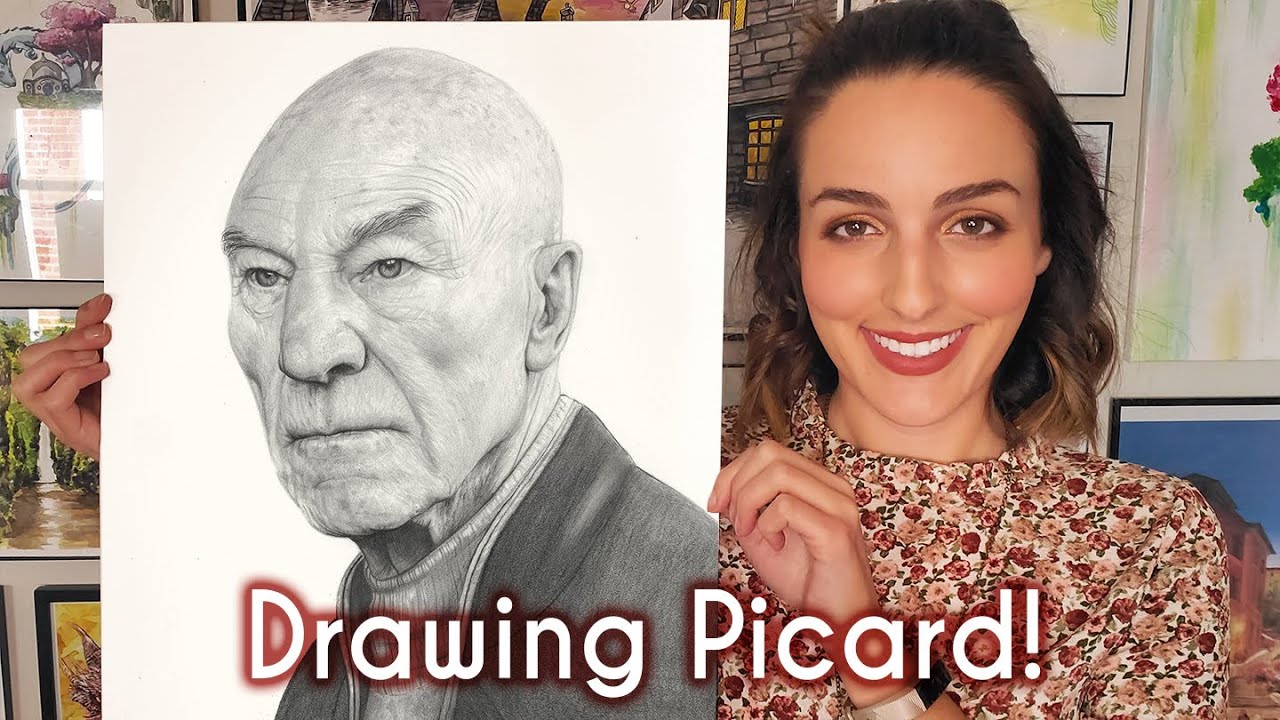 Drawing Picard from Star Trek // Time Lapse Art - YouTube