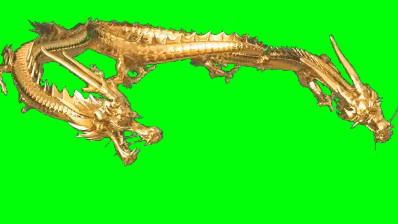 Cartoon Animal Golden Dragon Green Screen - Animated Dragon Green ...