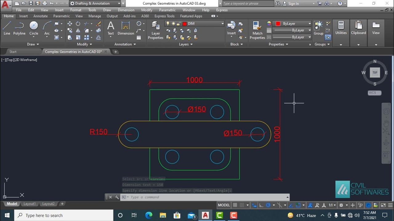 Complex Geometry in AutoCAD 03 - YouTube