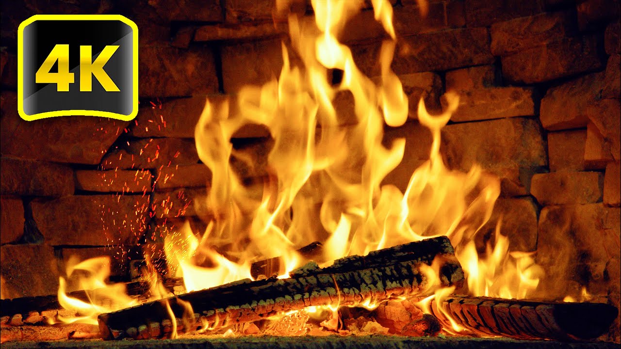 🔥 Cozy Night by Fireplace 4K Ultra HD 🔥 Fireplace with Burning Logs ...