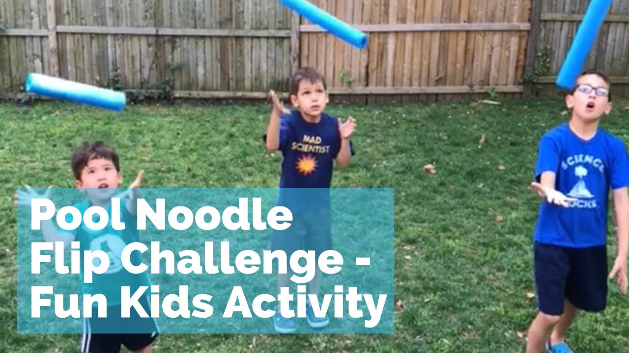 Pool Noodle Flip Challenge - fun outdoor summer kids activity - YouTube