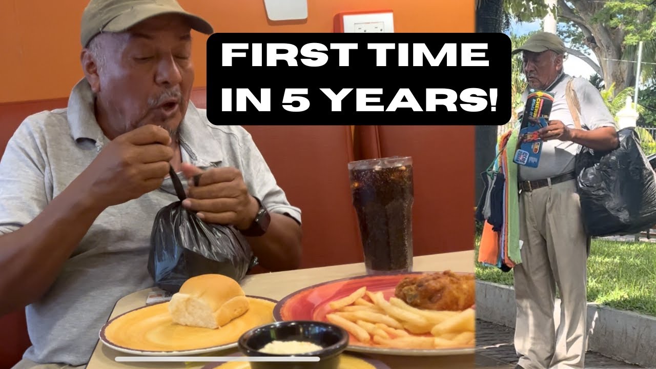 I Took a STRUGGLING ELDERLY MAN to LUNCH 🇸🇻 VENDEDOR AMBULATE - YouTube