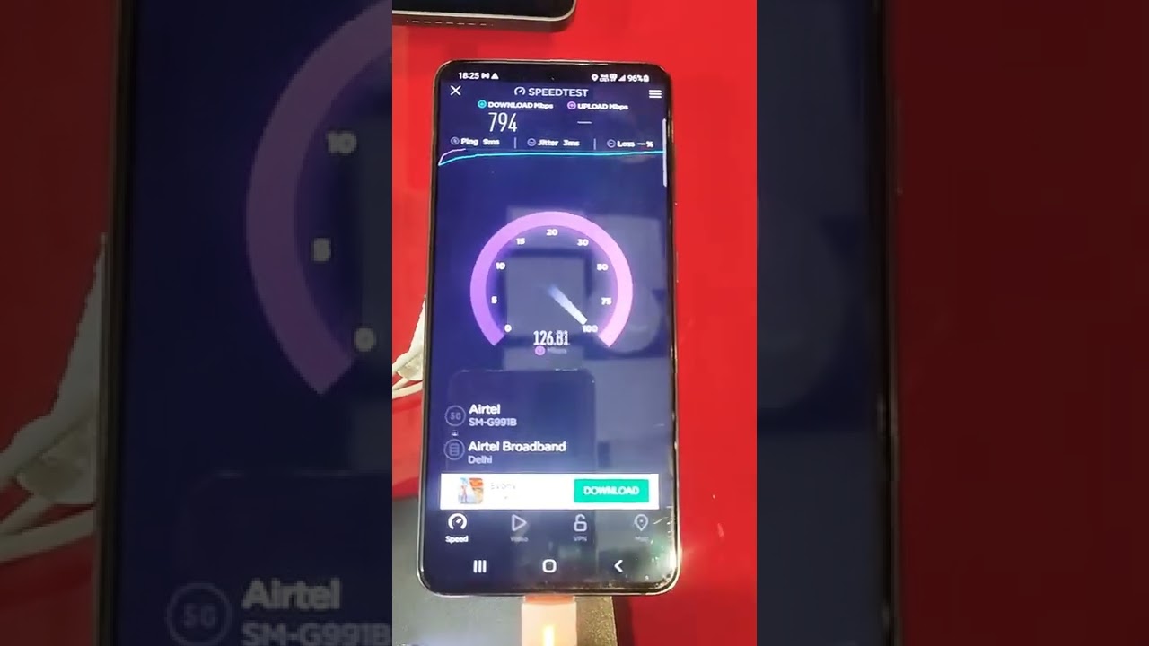 Airtel 5G N78 100Mhz Speed Test in IMC Delhi - YouTube