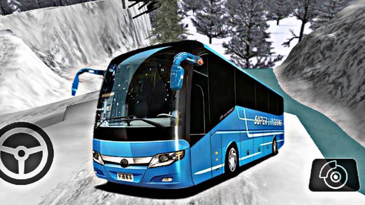 Drive the Real Snow Hill Bus Simulator game on curvy roads of snowy ...
