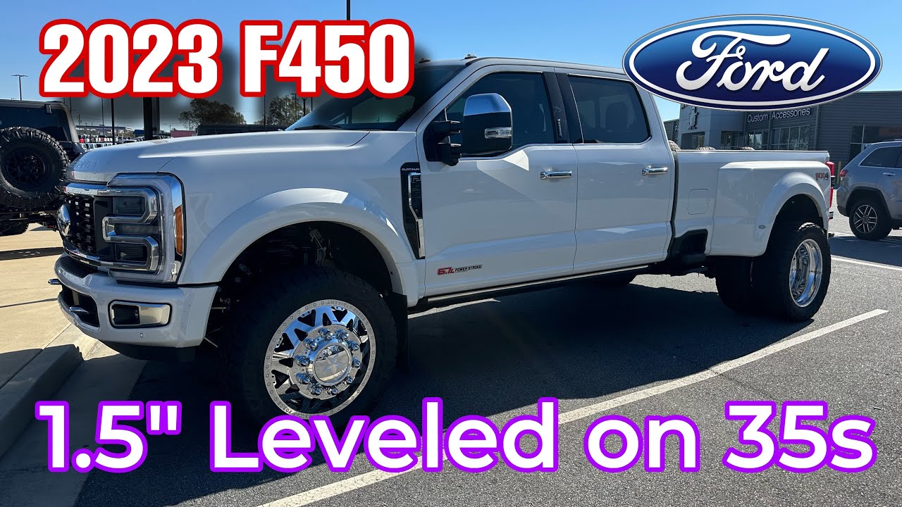 2023 Akins Ford F-450 Platinum 1.5” Leveled on 35s - YouTube