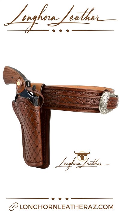 Custom leather colt python holster cartridge belt featuring the San ...