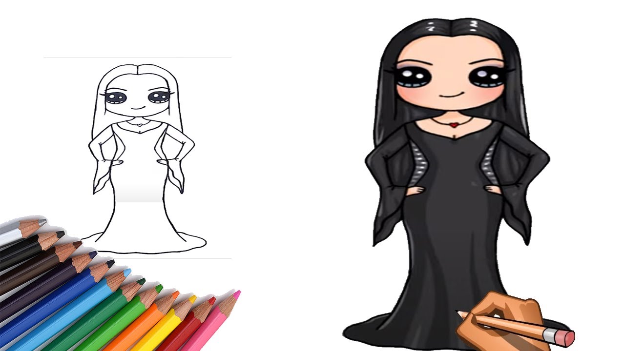 How to Draw Morticia | Netflix Wednesday Addams Family - YouTube