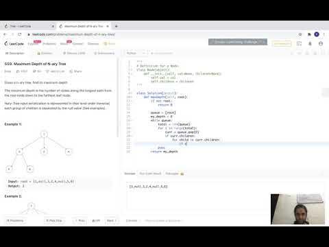 Leetcode:559-Maximum depth of n-ary tree(using level order traversal) - YouTube