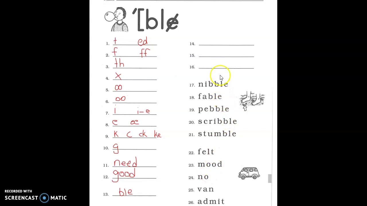 Saxon Phonics Lesson 56 -ble - YouTube