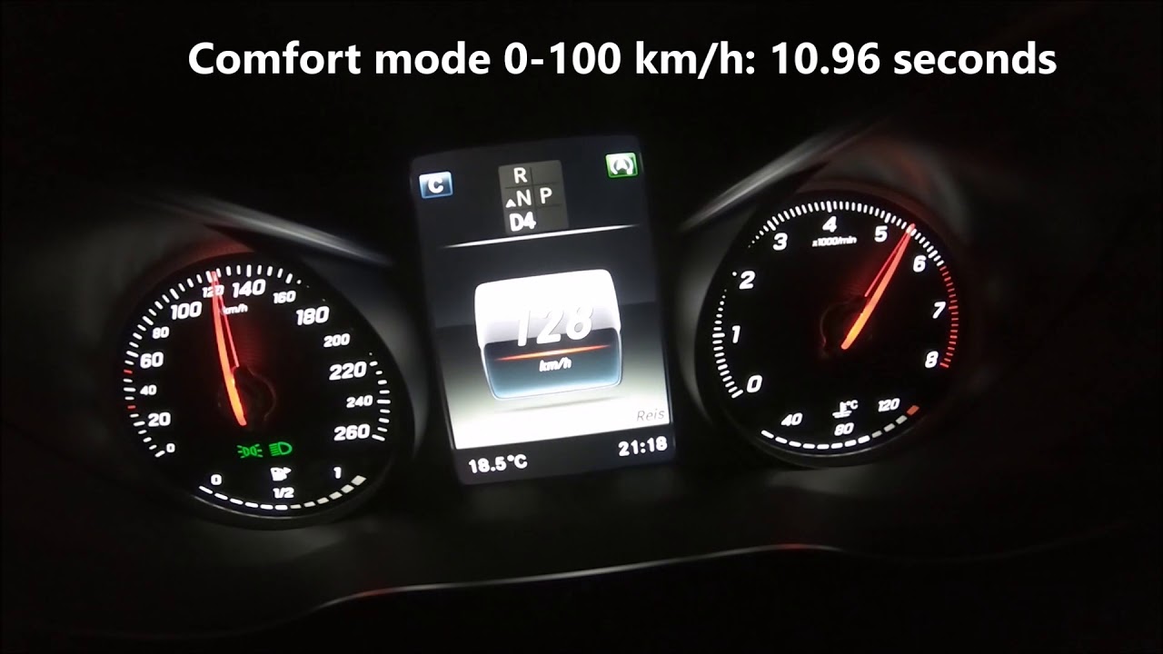 Mercedes C180 Dynamic Select Modes 0-100 km/h acceleration Comparison ...